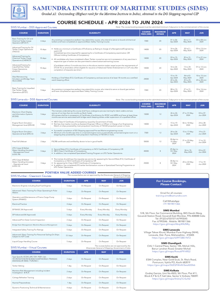 SIMS Course Schedule Ad - Apr-Jun2024 - CIPAudit v2 | PDF | Freight ...