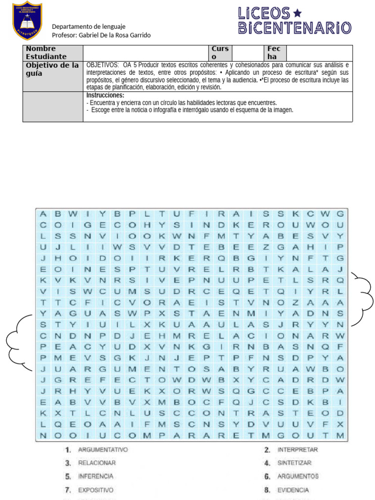 Guía N°2 Habilidades Lectoras | PDF