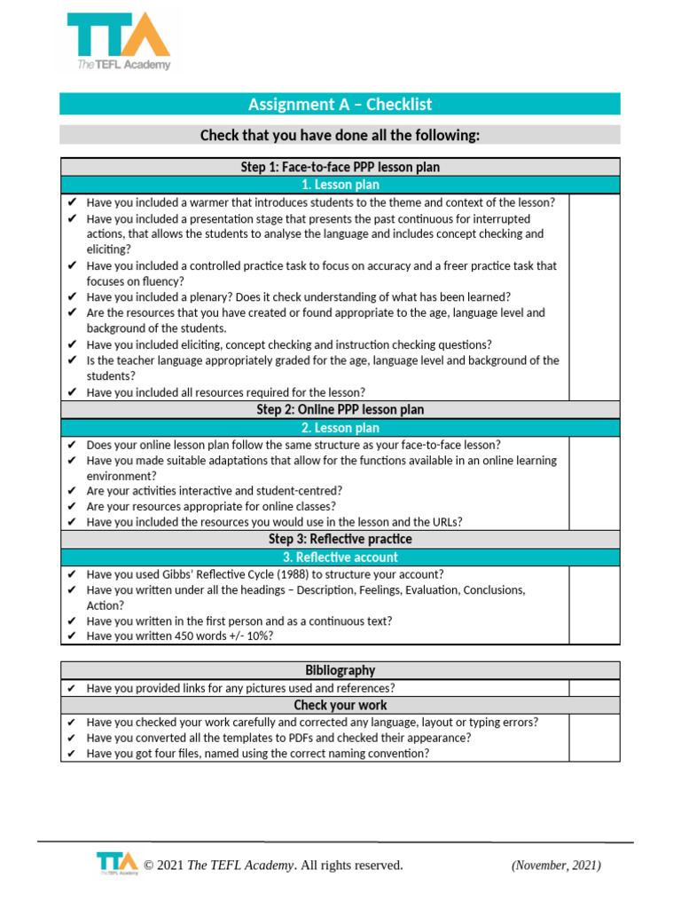 AssignmentA Checklist-1 | PDF