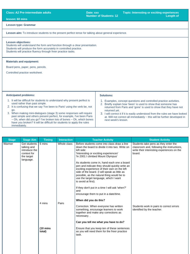 AssignmentA Step1 ModelLessonPlan | PDF