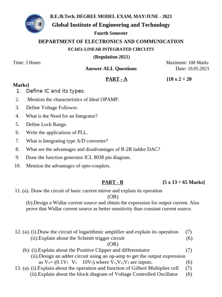 Lic Model Exam QP | PDF