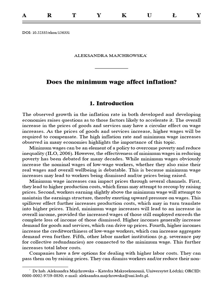 Minimum Wages and Inflation POLAND 2003-2020 | PDF