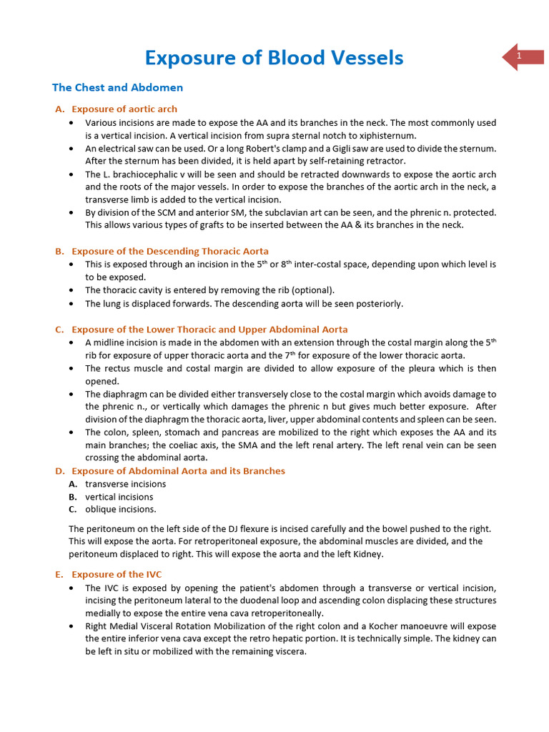 Exposure of Blood Vessels | PDF
