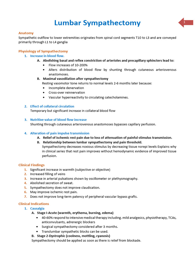 Lumbar Sympathectomy | PDF