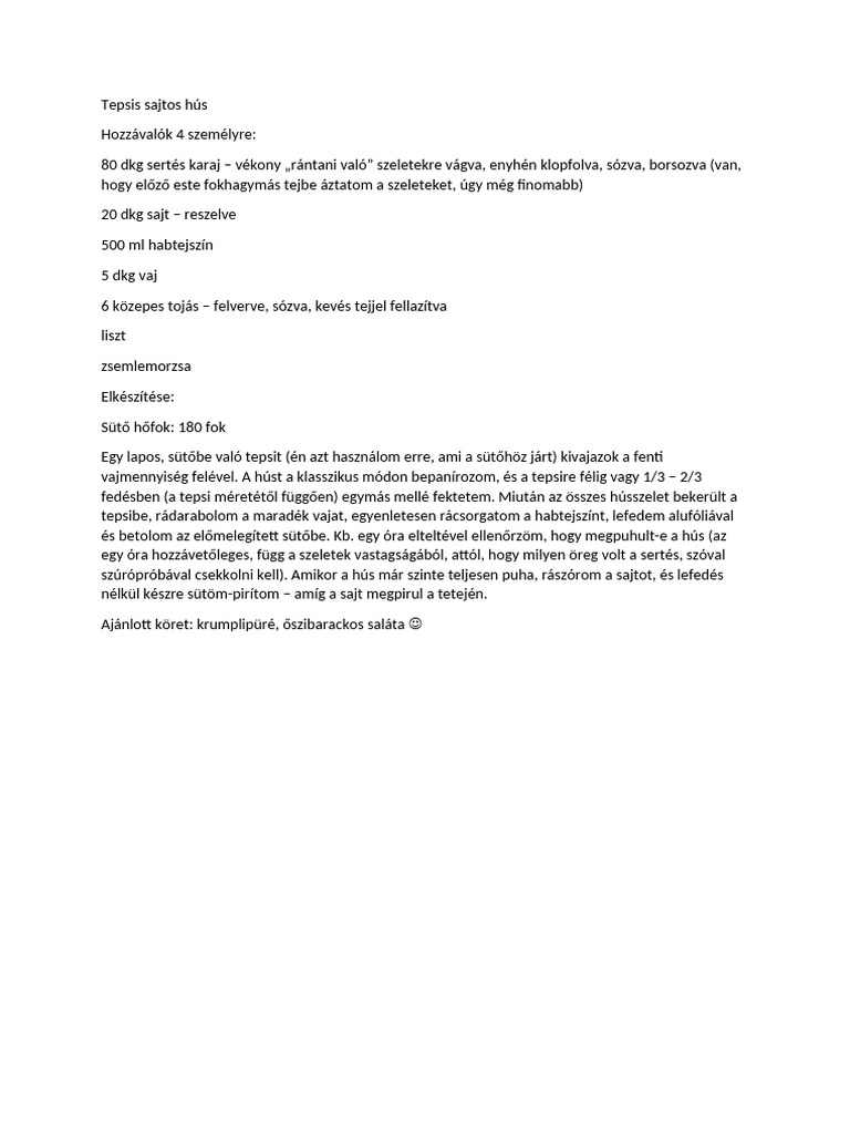 Tepsis Sajtos Hús | PDF