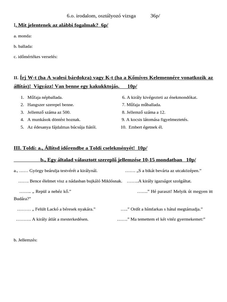 6 o Irod Osztályozó | PDF