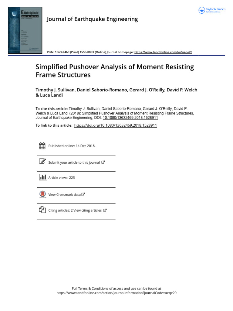 Simplified Pushover Analysis of Moment Resisting Frame Structures | PDF