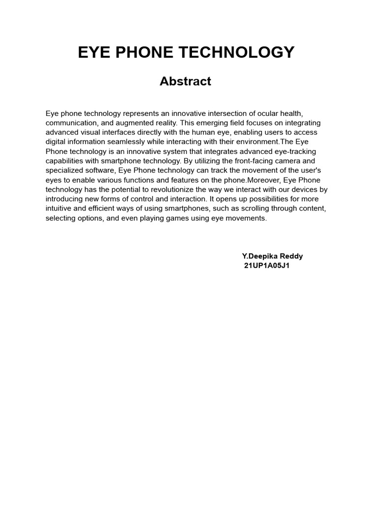 Eye Phone Technology | PDF