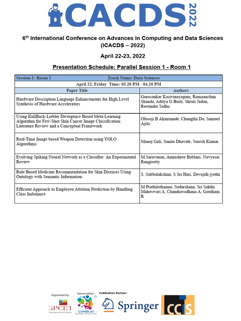 Icacds2022 Technical Schedule | PDF