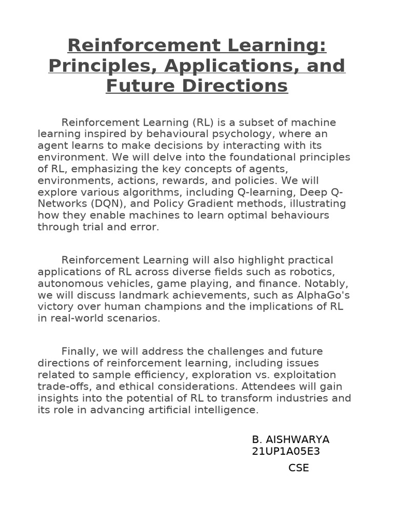 Reinforcement Learning | PDF