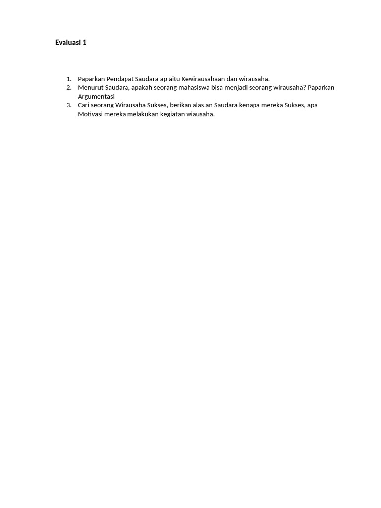 Evaluasi 1 P.kwu 2023 | PDF