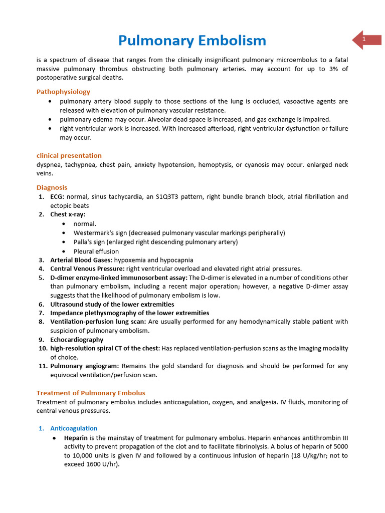 Pulmonary Embolism | PDF