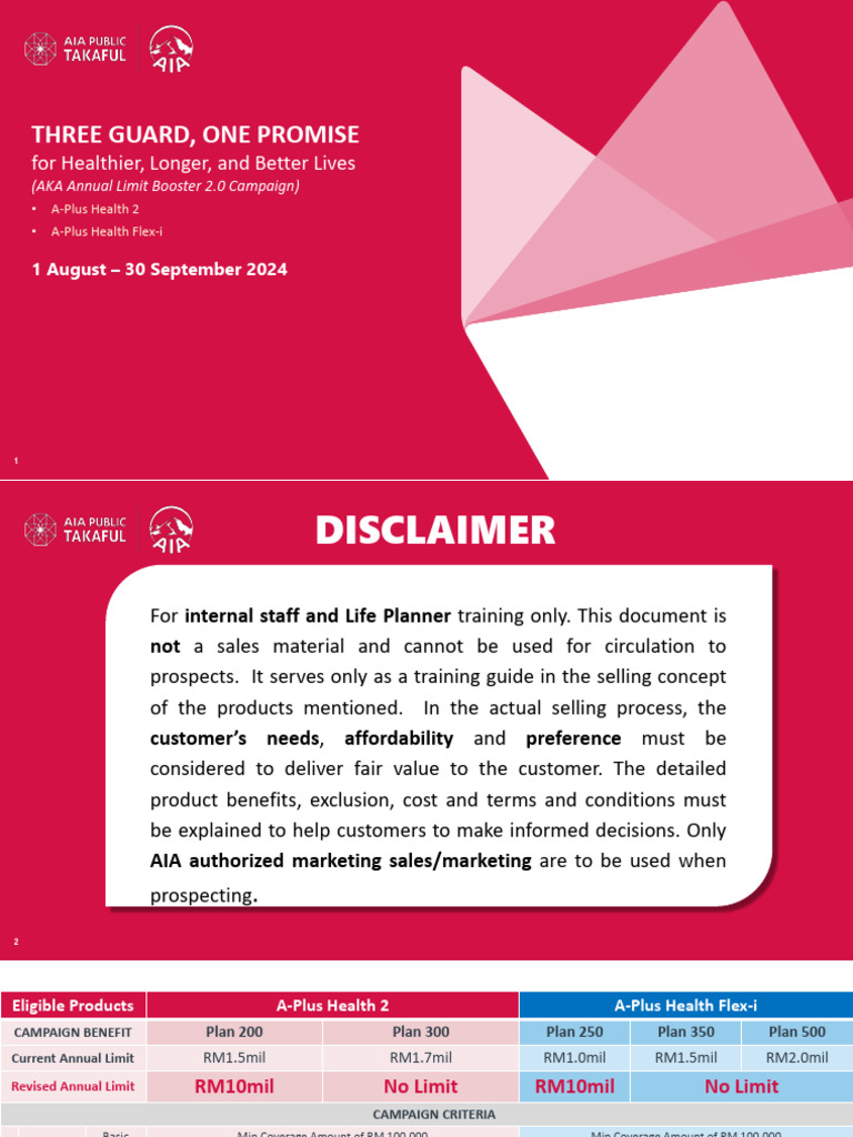 Three Guard, One Promise Campaign (AKA Annual Limit Booster 2.0 Campaign) - Agent FAQ | PDF