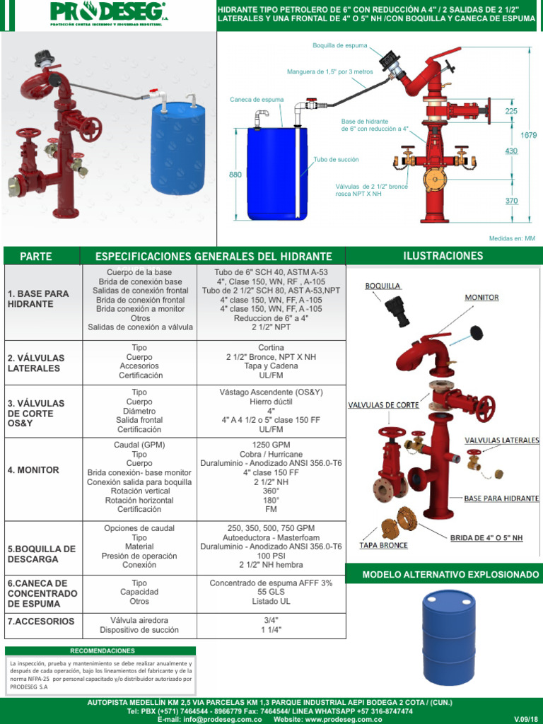 Ficha Técnica Hidrante de 6 Reduc A 4 Con Caneca de Espuma | PDF