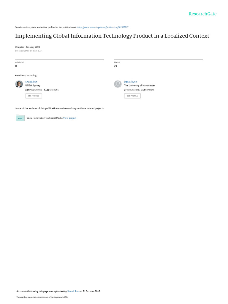 Implementing Global Information Technology Product | PDF