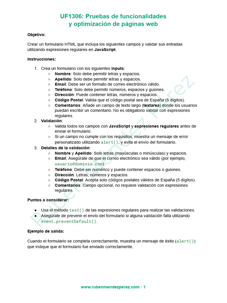 Práctica Validar Formulario | PDF