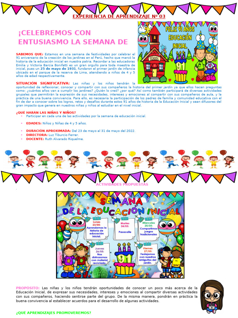 Celebremos Con Entusiasmo La Semana de La Educación Inicial | PDF