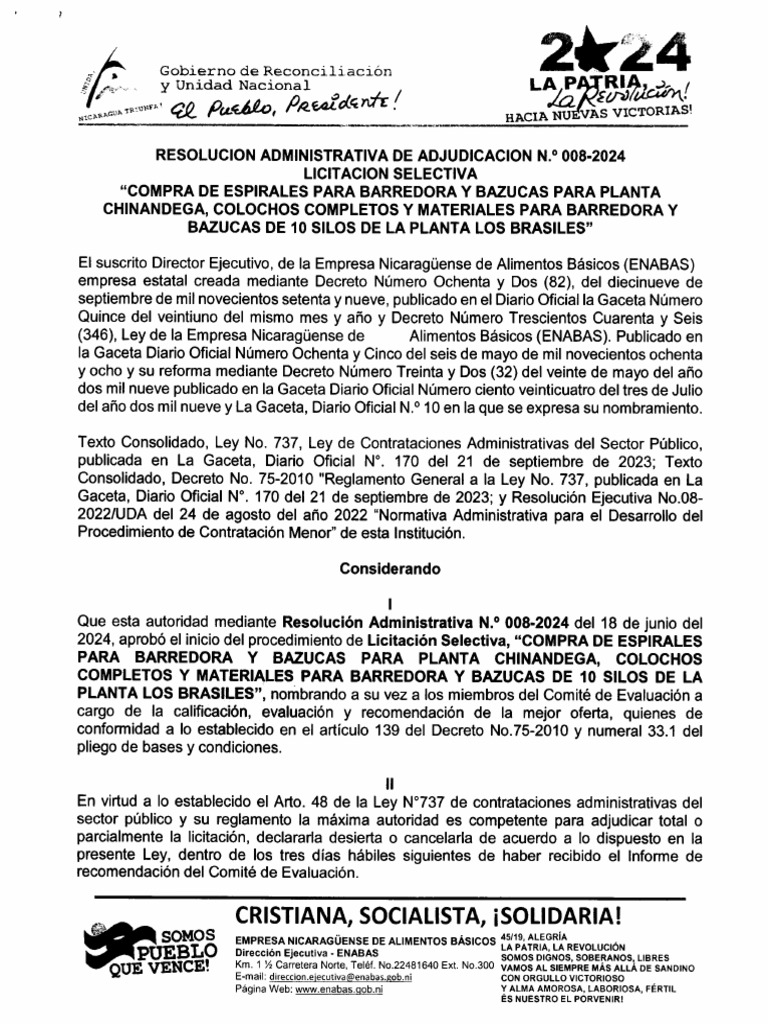 Resolucion Administrativa de Adjudicacion | PDF