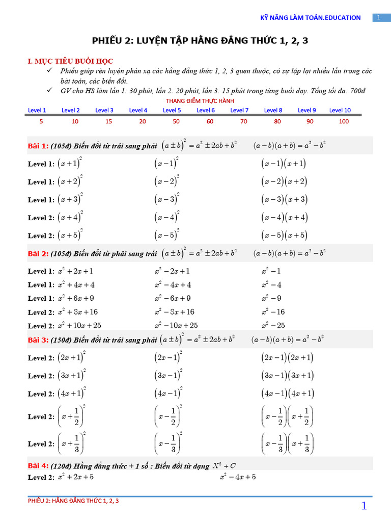 Phiếu 2 - Luyện Tập HDT 1, 2, 3 | PDF