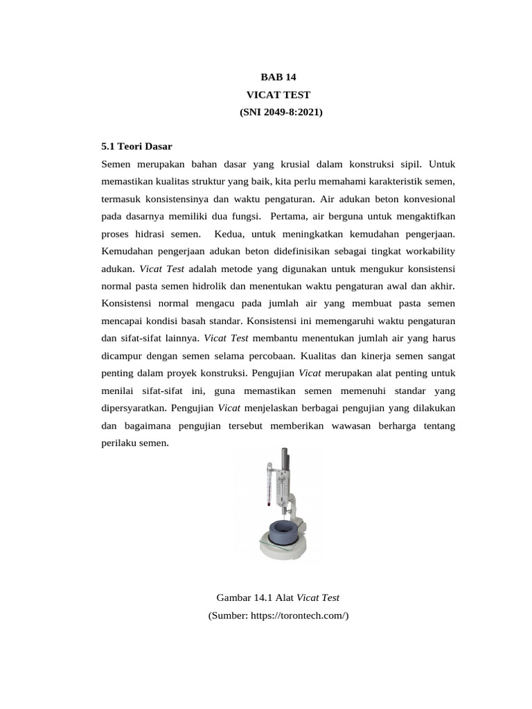 Bab 14 Vicat Test | PDF