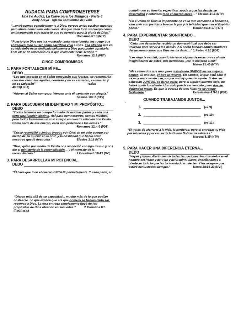 Audacia para Comprometerse - Bosquejo | PDF