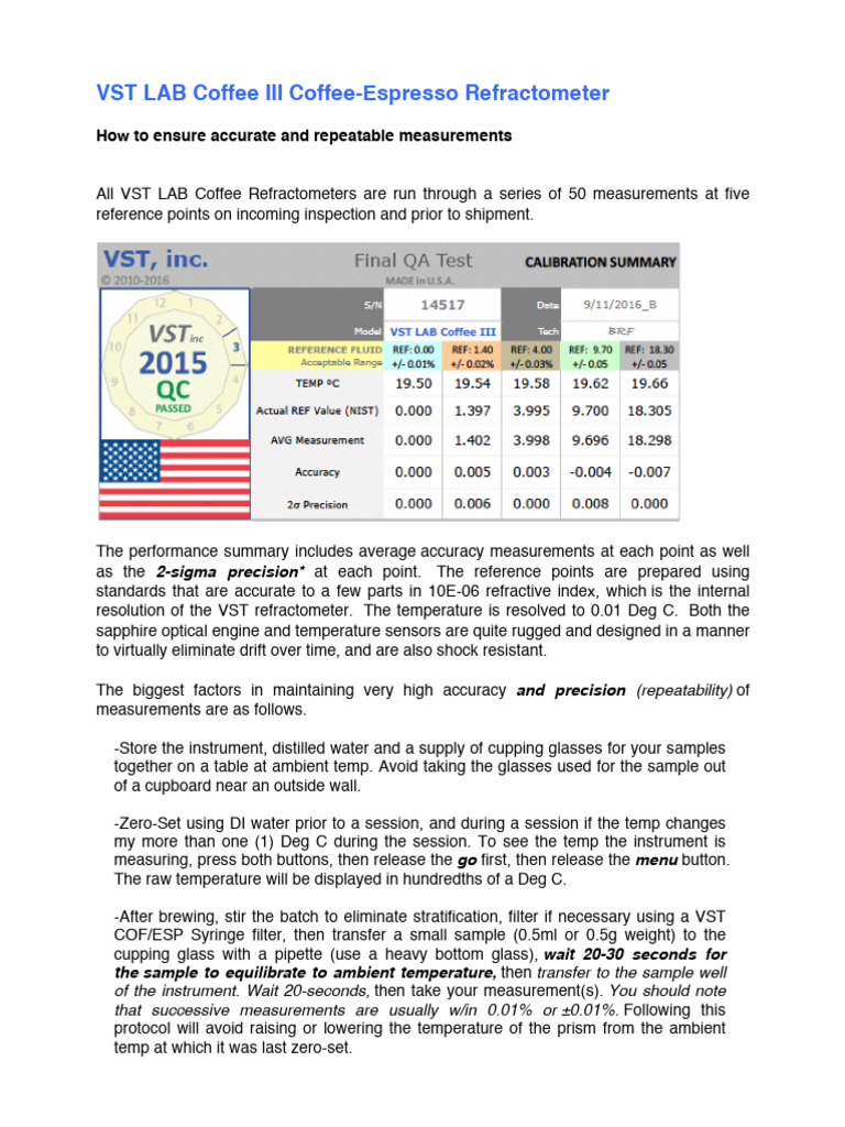 VST LAB Coffee PRECISION Notes | PDF