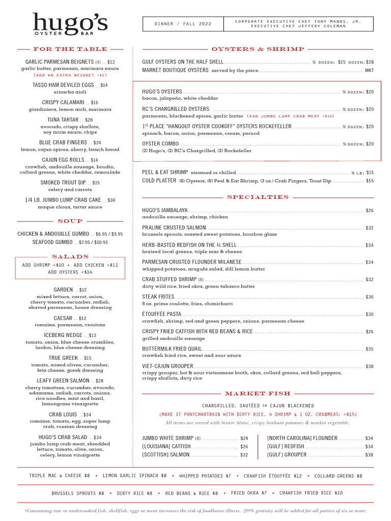 Hugos Dinner-Menu 01 | PDF