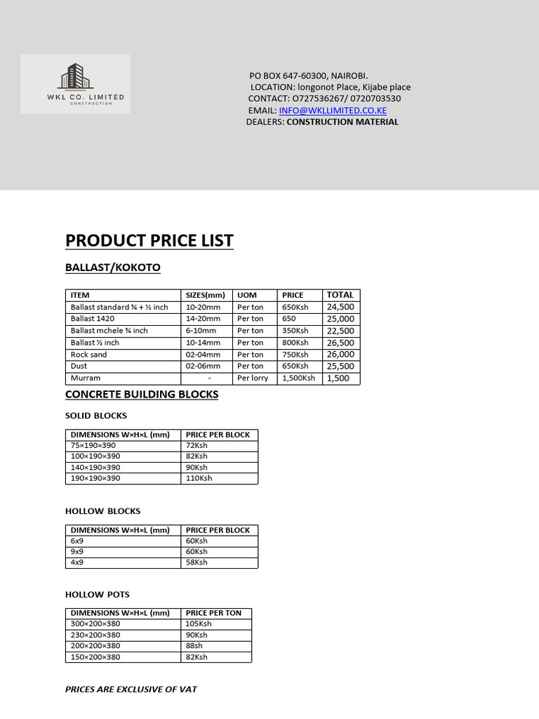New WKL Prices | PDF
