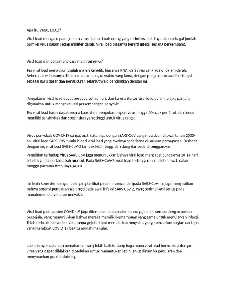 Apa Itu Viral Load | PDF | Sains & Matematika | Pengembangan Diri