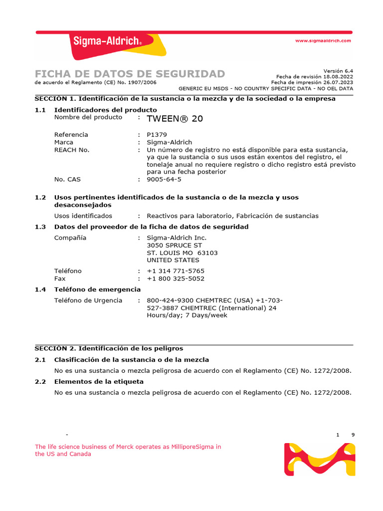 Tween 20 - Merck | PDF