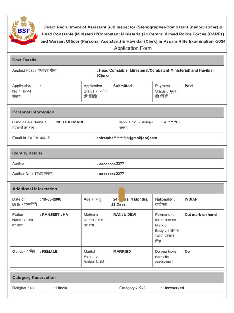 BSF - Preview Registration Form | PDF