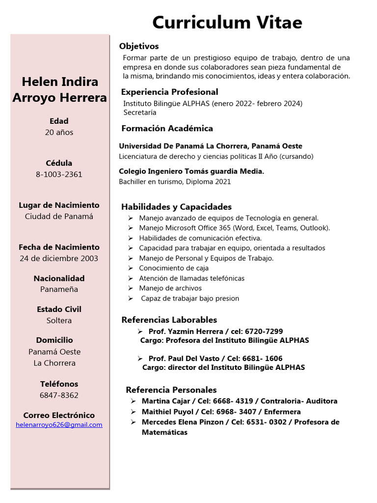 Helen Currículum Actualiizado 2024 | PDF