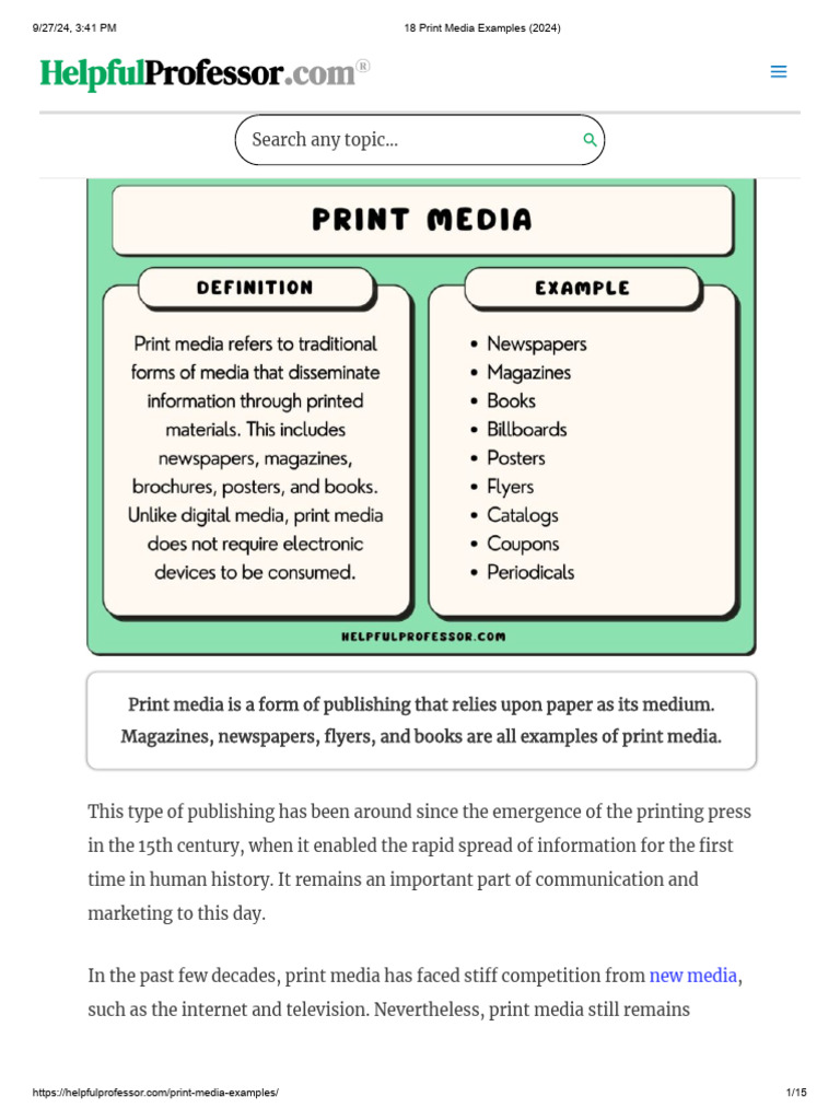 18 Print Media Examples (2024) | PDF | Newspapers | Books