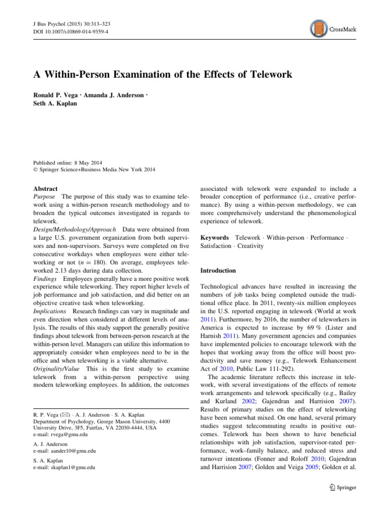Efeect of Telework | PDF
