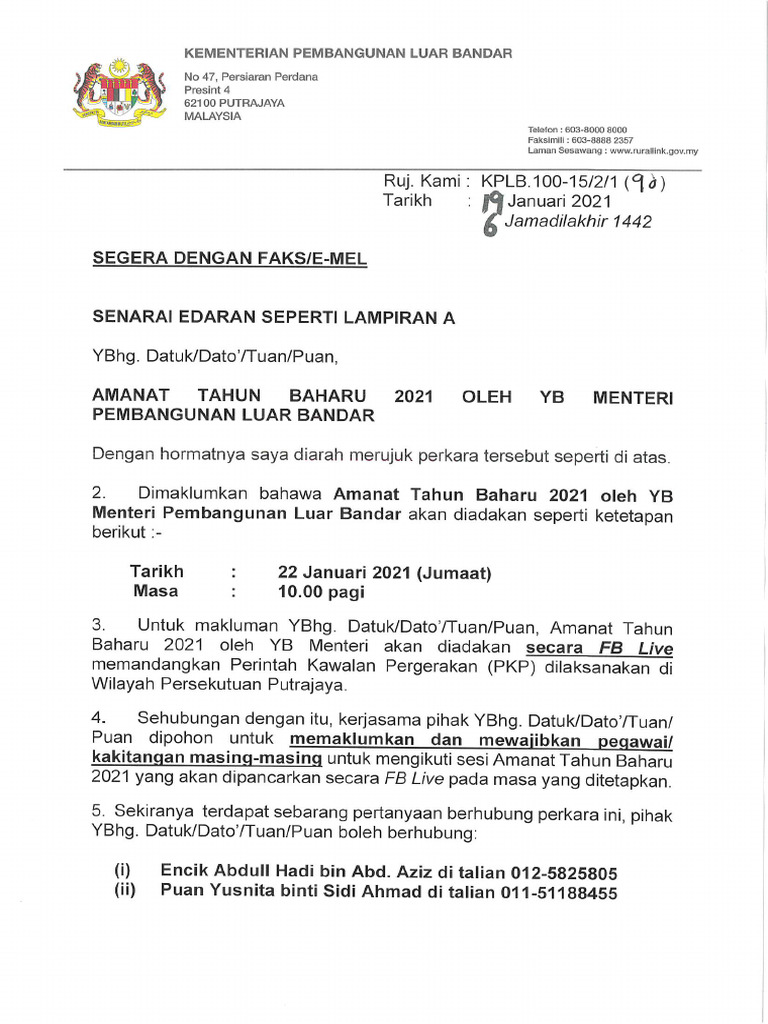 Surat Jemputan Amanat Ybm 2021 | PDF