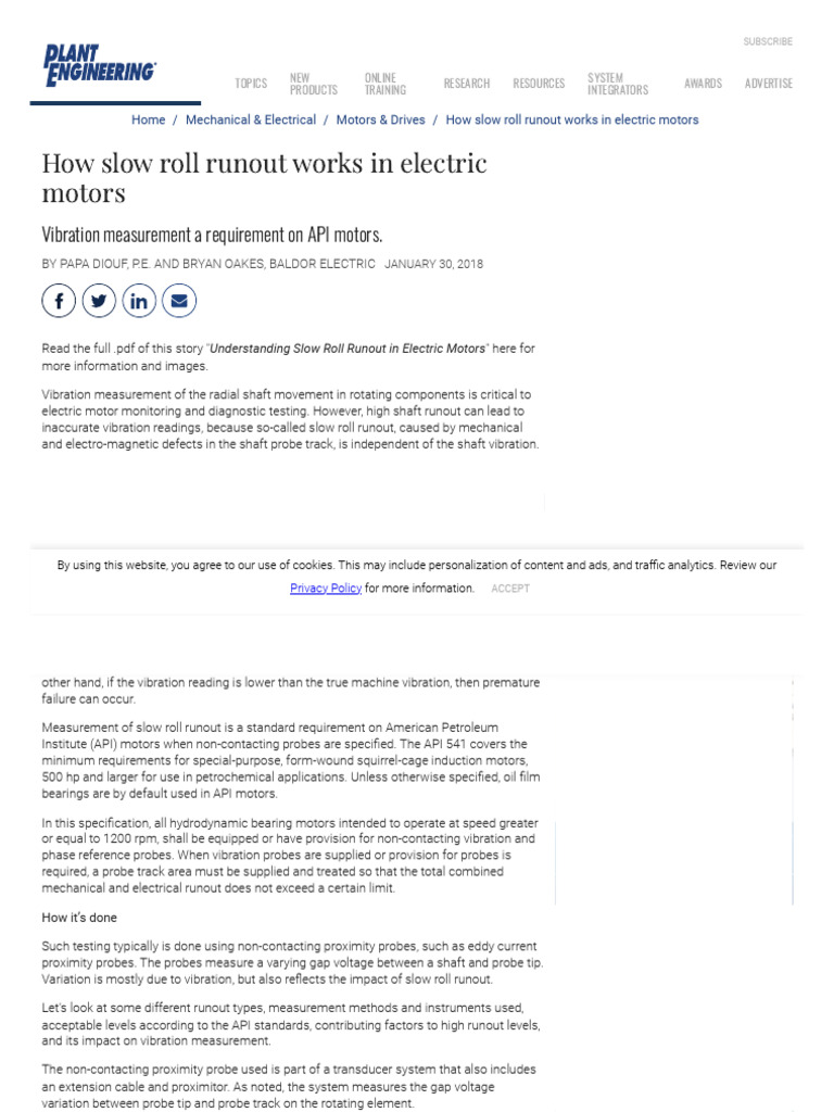 How Slow Roll Runout Works in Electric Motors - Plant Engineering | PDF