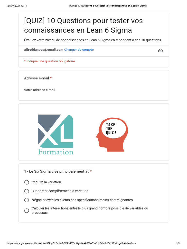 (QUIZ) 10 Questions Pour Tester Vos Connaissances en Lean 6 Sigma | PDF