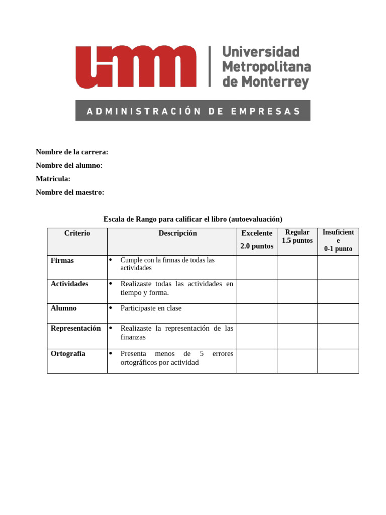 Escala de Rango para Calificar El Libro | PDF