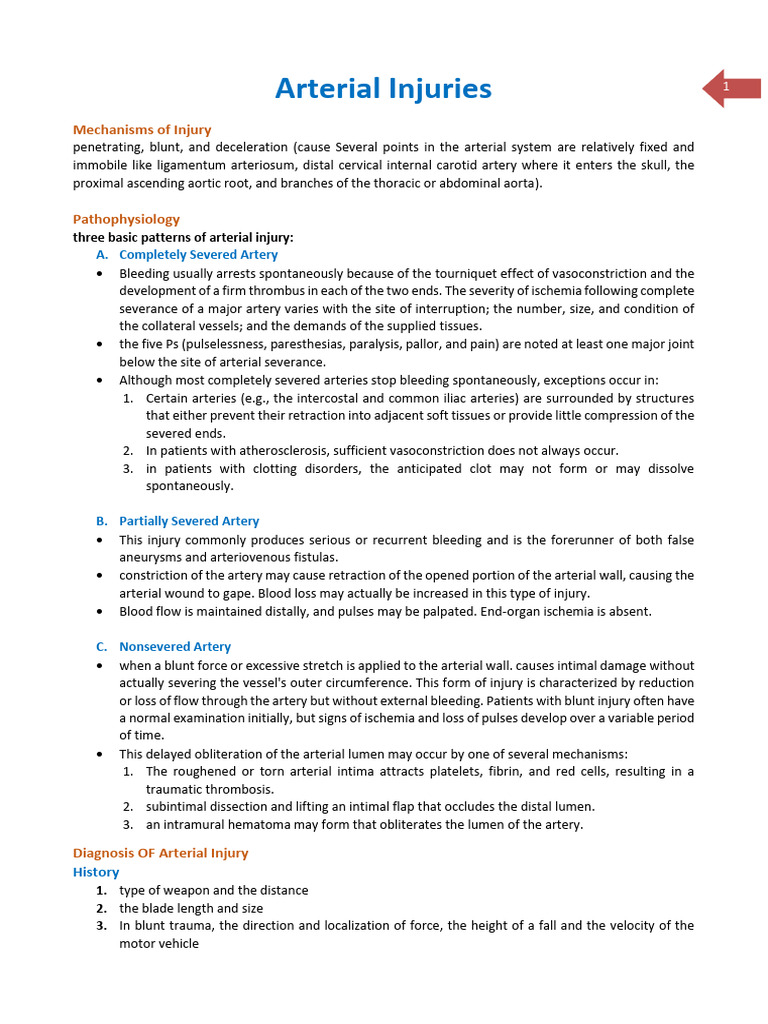Arterial Injuries | PDF