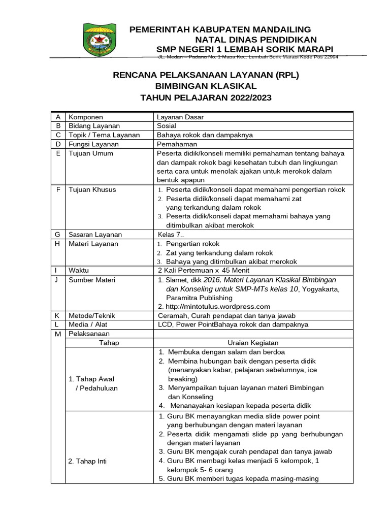 RPL Bahaya Merokok | PDF