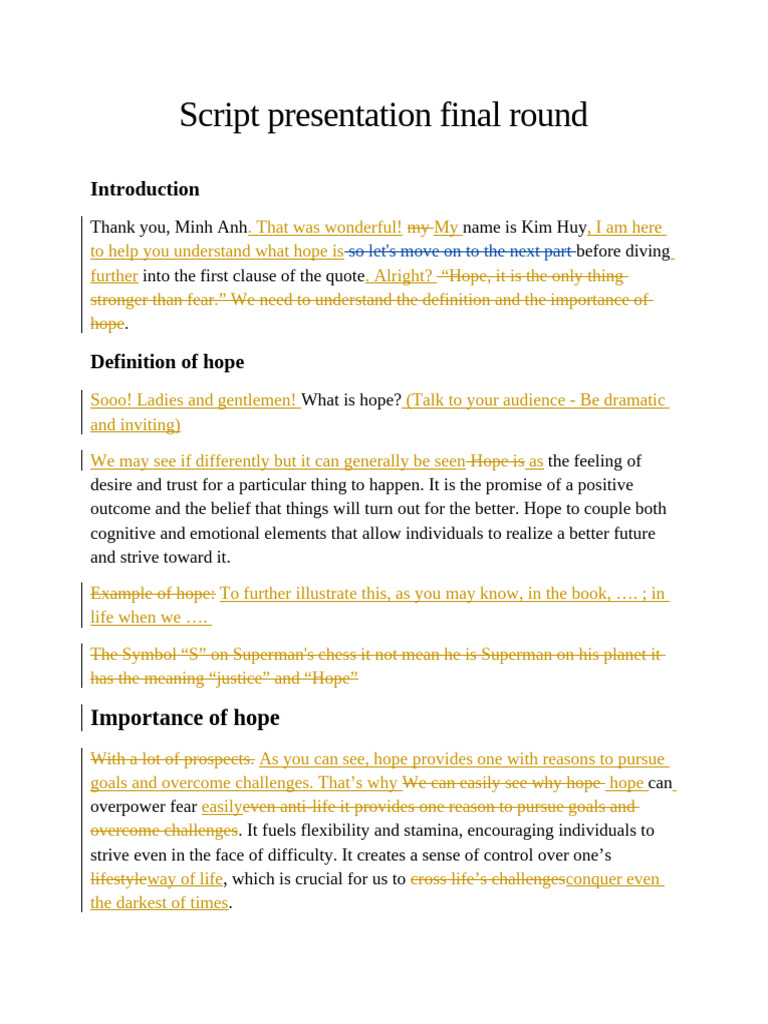 Script Presentation Final Round | PDF