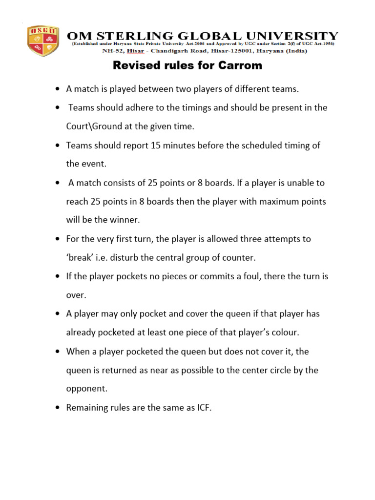 Rules For Carrom | PDF