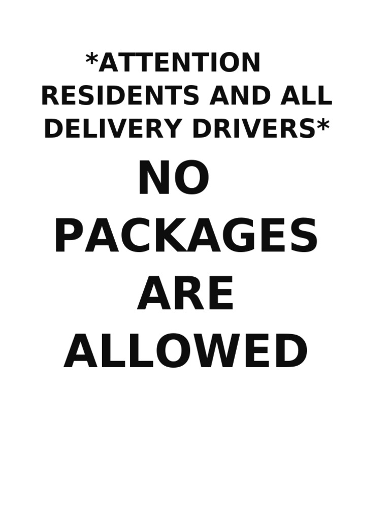 Attention Residents and All Delivery Drivers | PDF