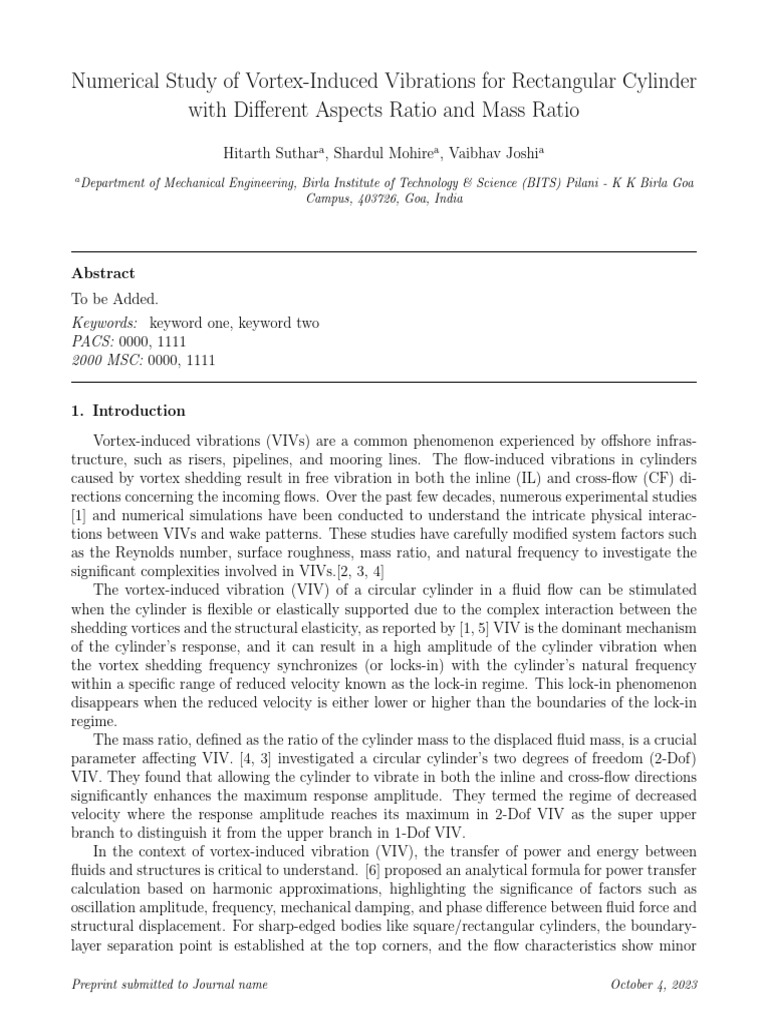 Study of Rectangular Cylinder Elsarticle Template-1 | PDF
