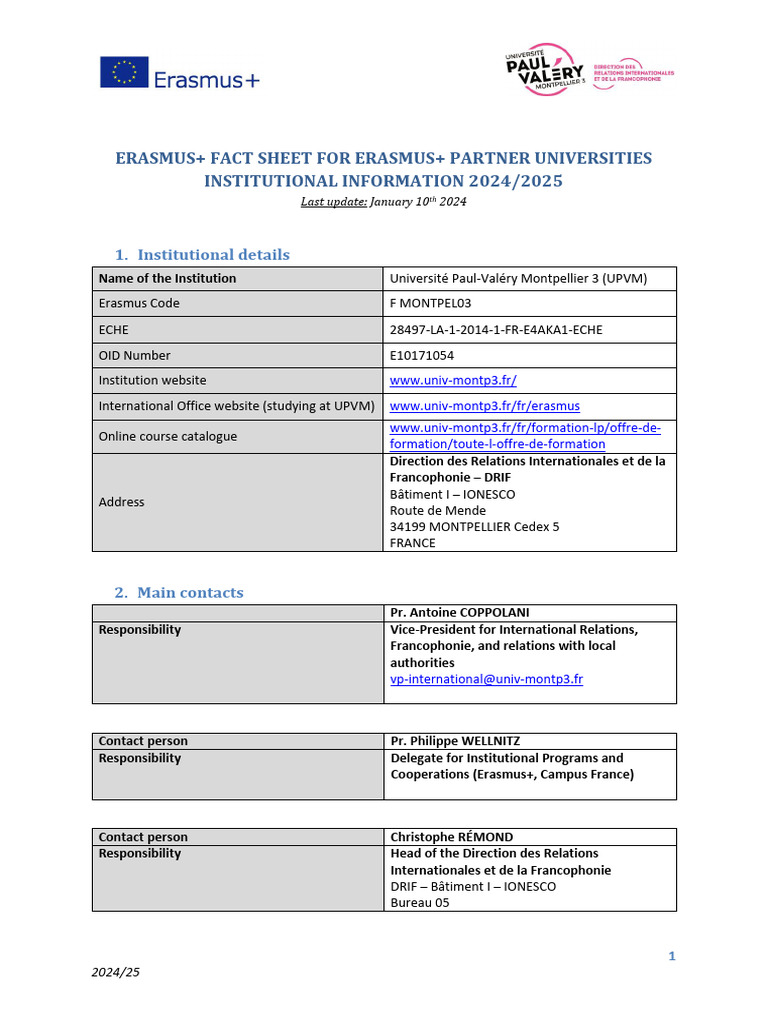 UPVM Erasmus+FactSheet - 24 25 | PDF