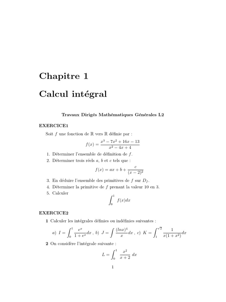 TD Maths Gles L2 | PDF
