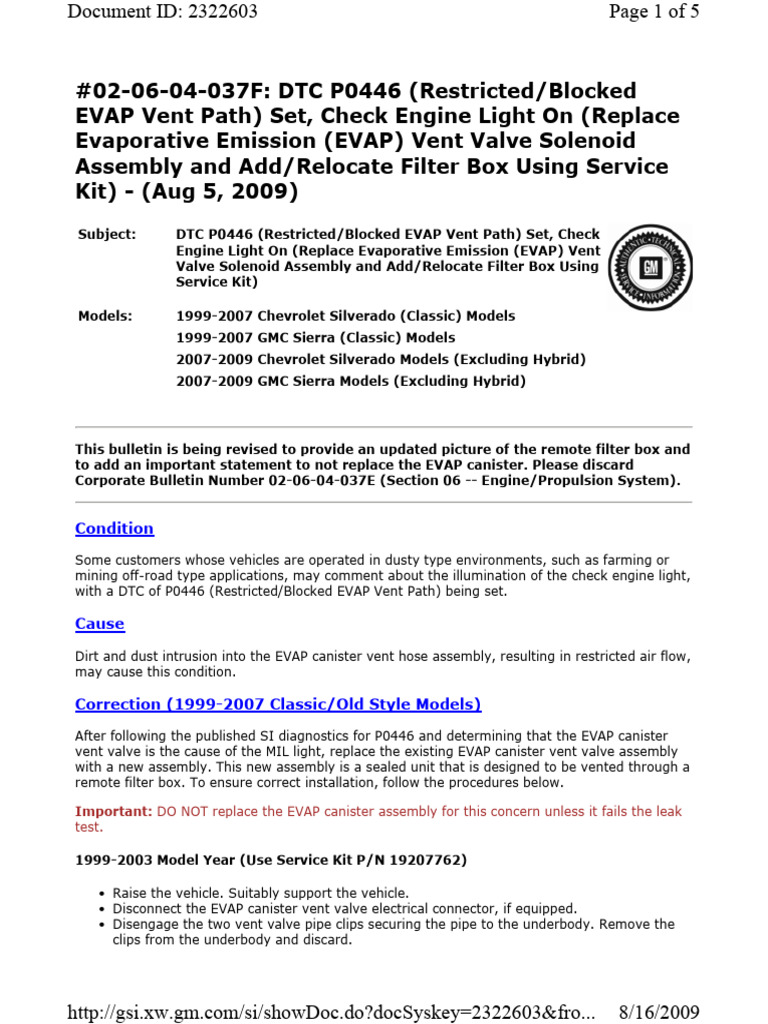 Evap TSB | PDF