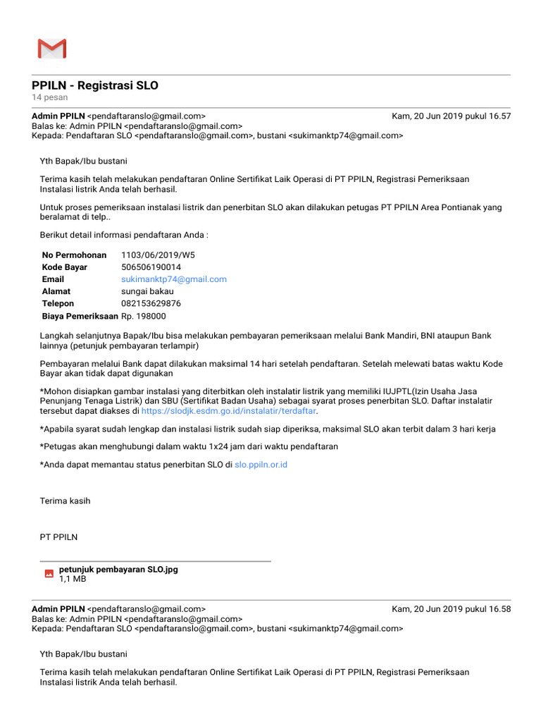 Gmail - PPILN - Registrasi SLO | PDF