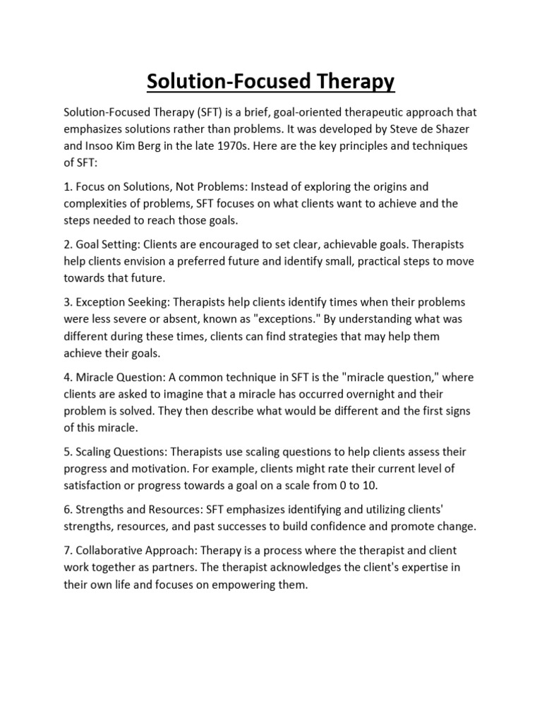 Solution-Focused Therapy With Session | PDF