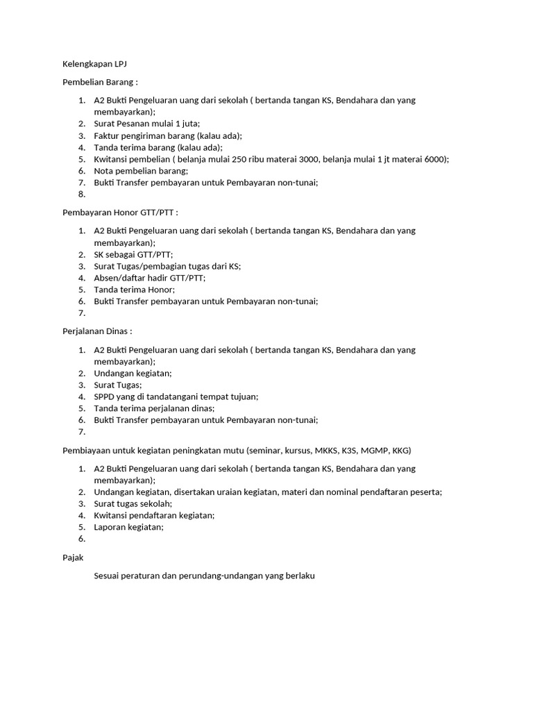 Kelengkapan LPJ | PDF